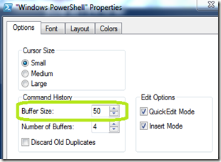 Increase the command history in PowerShell